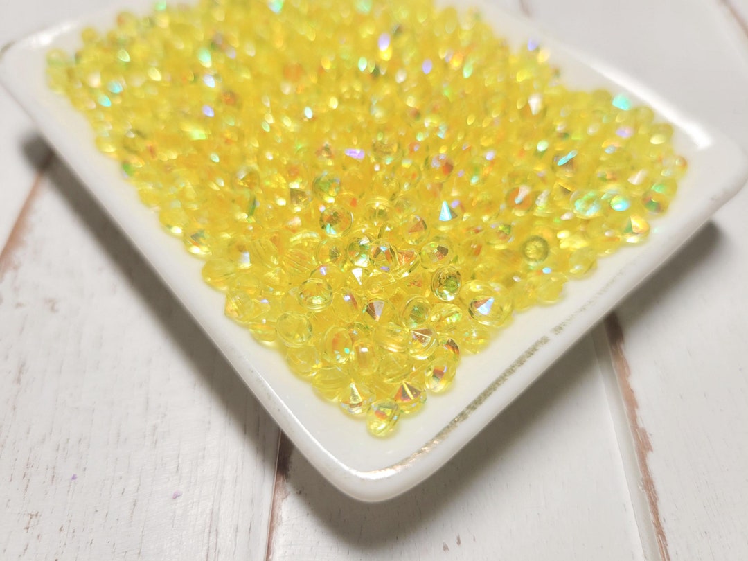 Miniature Yellow AB Fake Diamonds - Acrylic Diamonds - Rhinestone ...