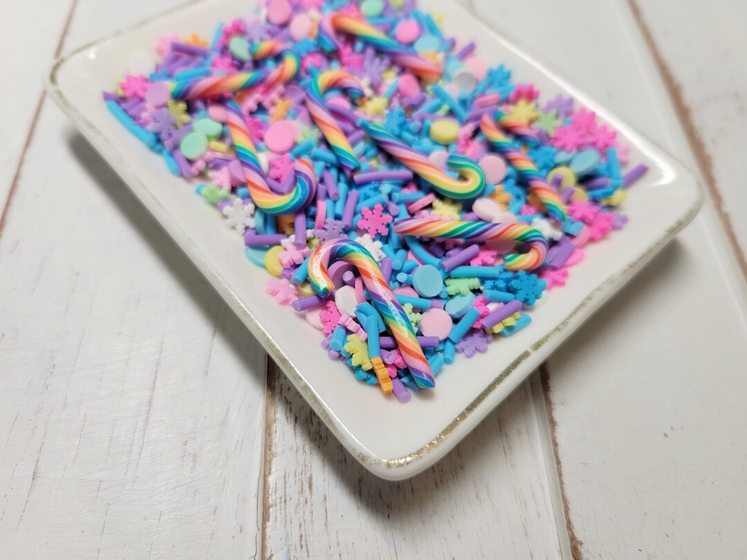 FAKE Rainbow Candy Cane Delight Clay Sprinkle Mix Fake Sprinkles Fake ...