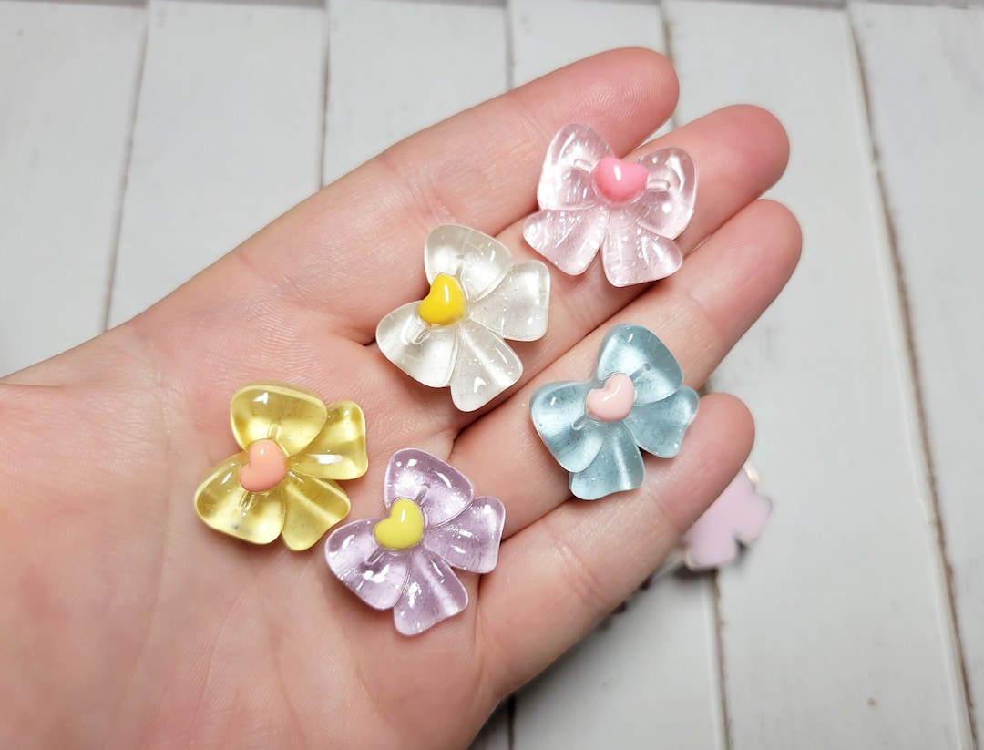 Heart Bow Cabochons - Flatback Resin - Kawaii Cabochon - Resin Candy ...