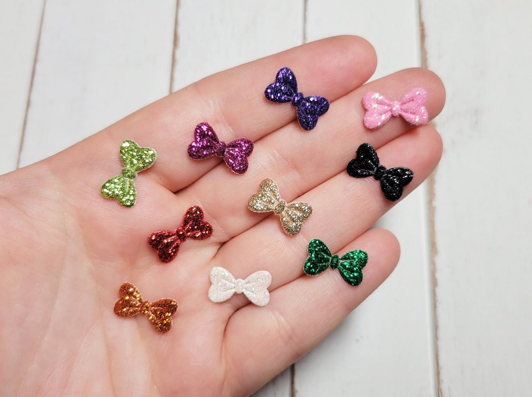 50pc Glitter Bows - Tiny Bow Embellishments - Etsy