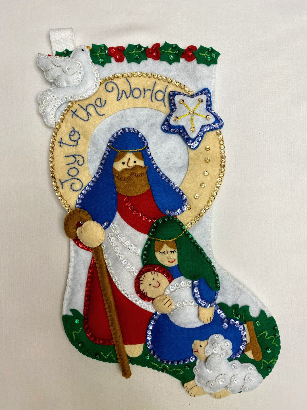 Finished Authentic Bucilla Stocking Kit Joy to the World - Etsy