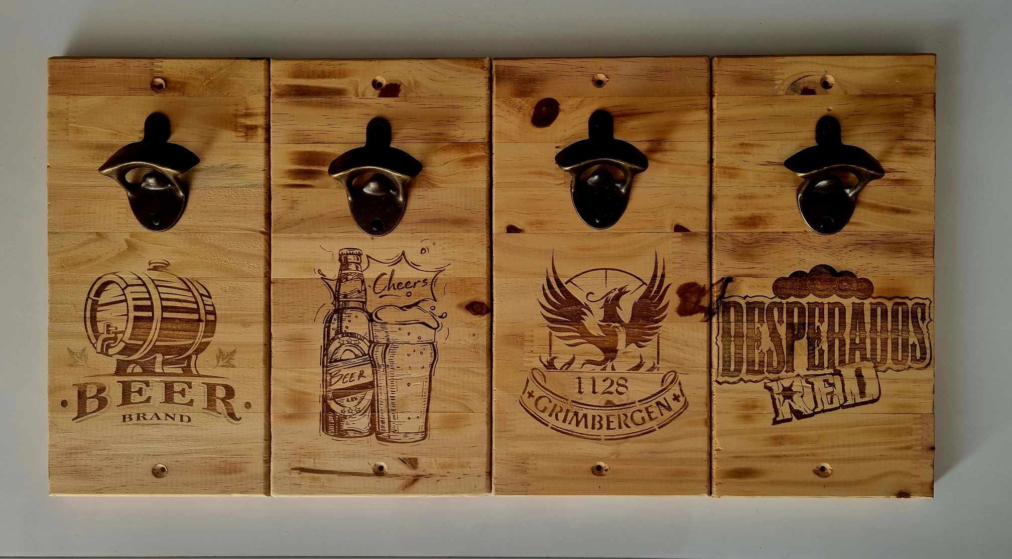 Décapsuleur mural en bois personnalisé. Gravure laser.Idée cadeau homme ...