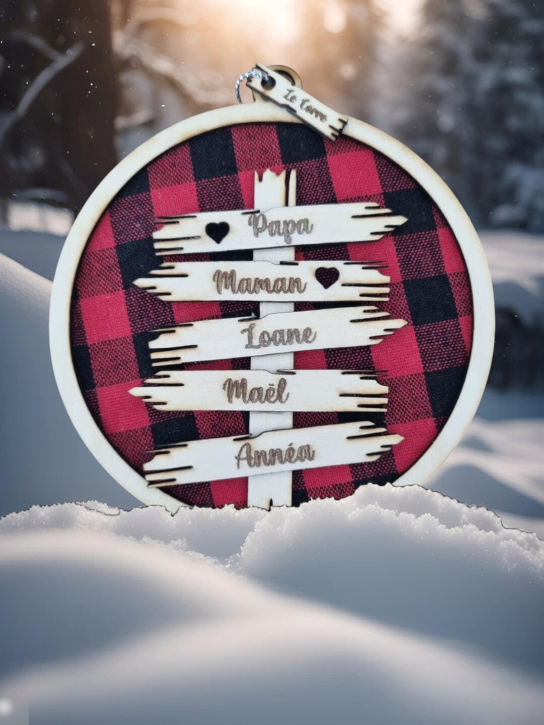 Christmas Ball Personalized Wooden Direction Sign Engraved With Family ...