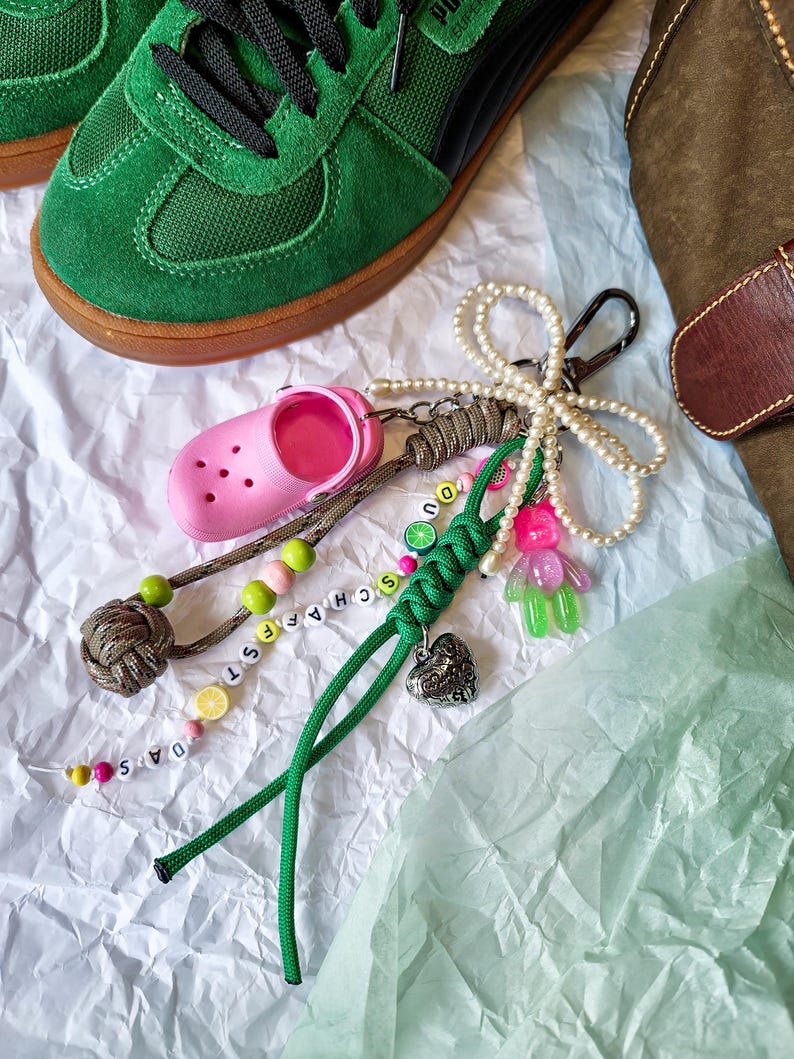 Crocs Shoe Keychain, Gummy Bear, Pearl Bow, German Quote, Bag Charm - Etsy