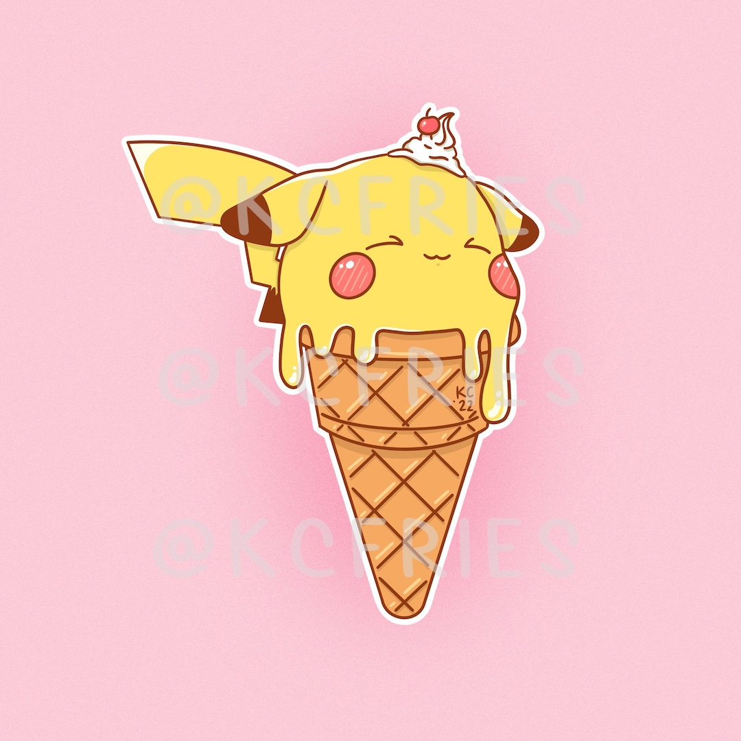 Pikachu Ice Cream Sticker - Etsy