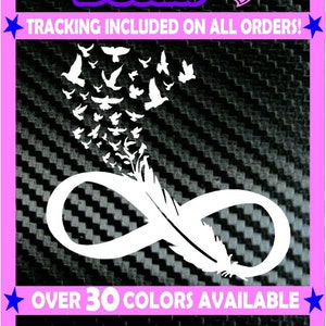 Feather Bird Infinity Flock Vinyl DECAL Sticker Car Truck | Etsy