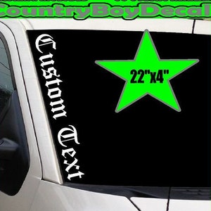 CUSTOM TEXT Old English VERTICAL Windshield Vinyl Side Decal Sticker ...
