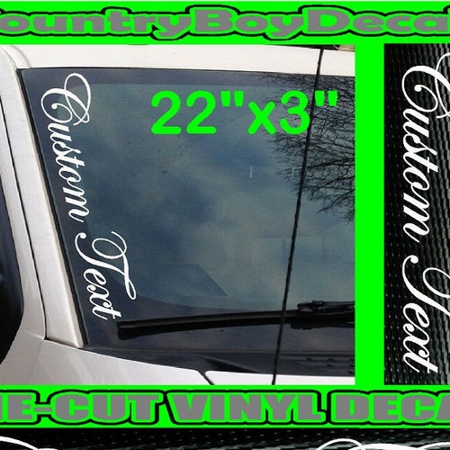 CUSTOM TEXT Script VERTICAL Windshield Vinyl Side Decal - Etsy