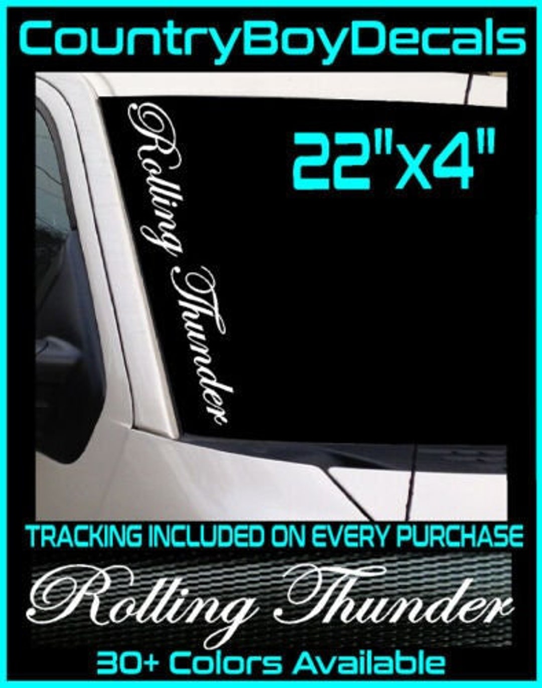 Rolling Thunder Black Grey Vinyl Decal Sticker JDM Car Diesel Truck ...