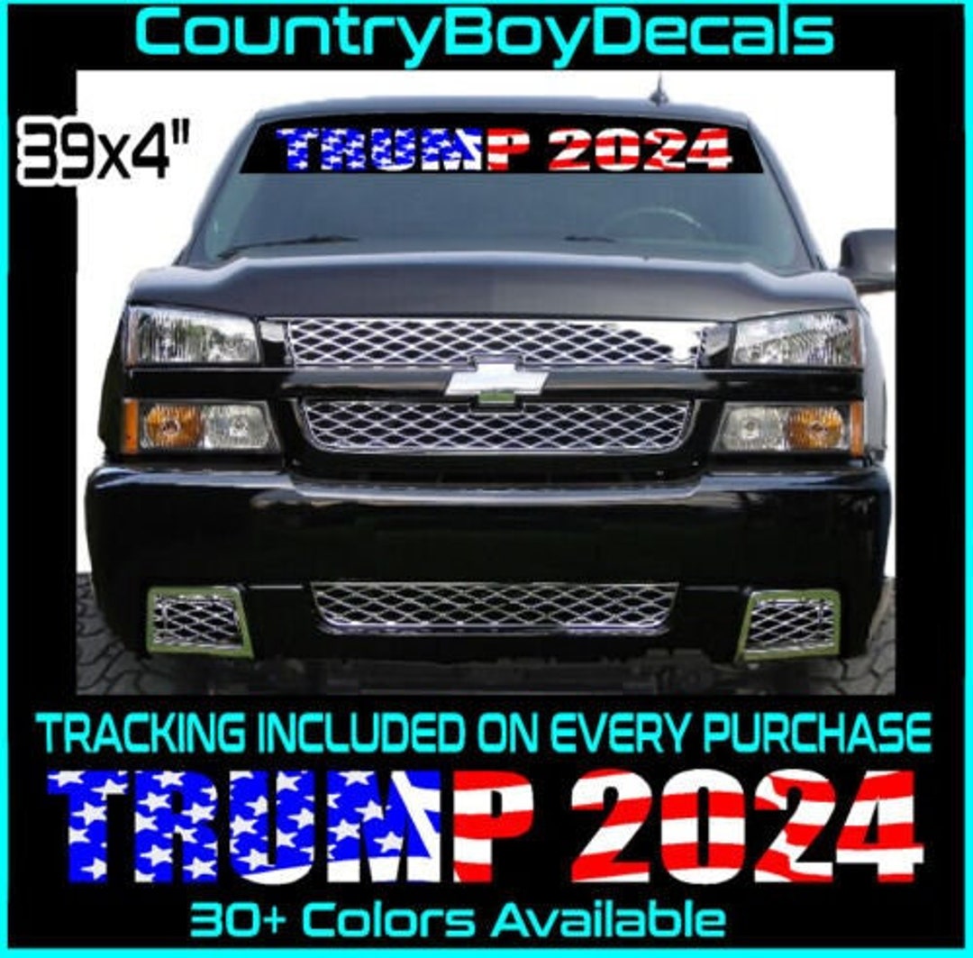 TRUMP 2024 Windshield 39" Vinyl Decal Maga USA Diesel Truck America Car ...