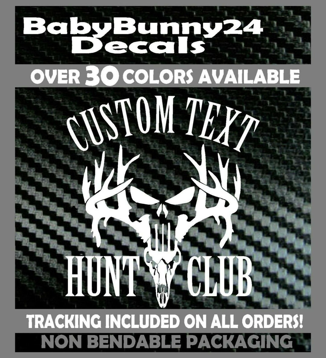 Custom Text Name Hunting Club LARGE 10x9 Hunt Deer Head Skull Sticker ...