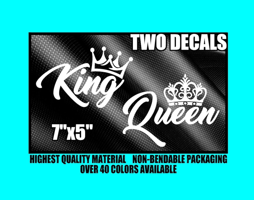 KING QUEEN Two Decals Vinyl Decal Sticker His and Hers Truck Car Turbo ...