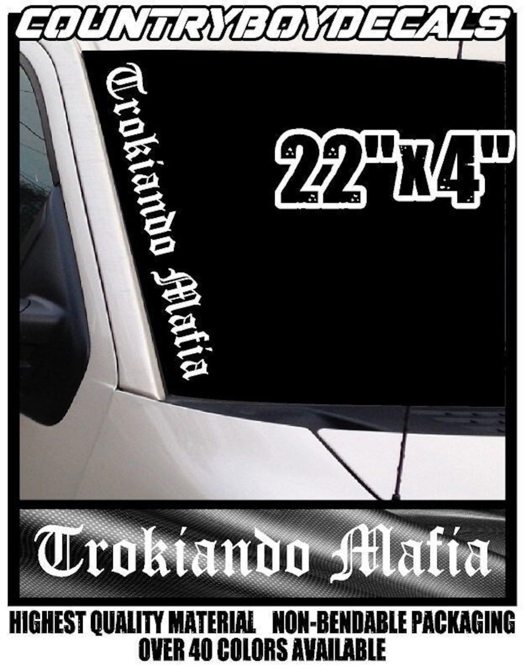 TROKIANDO MAFIA 22"x4" Windshield Vinyl Decal Sticker Diesel Truck ...