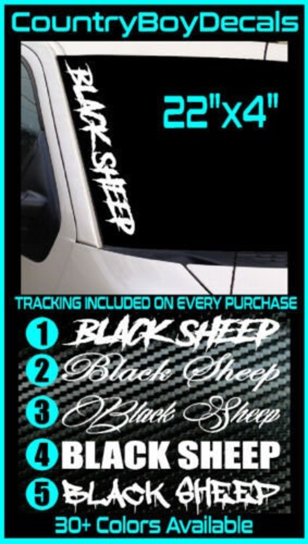 BLACK SHEEP Vinyl Decal 22" Diesel Truck JDM Car Turbo Boost Stance ...