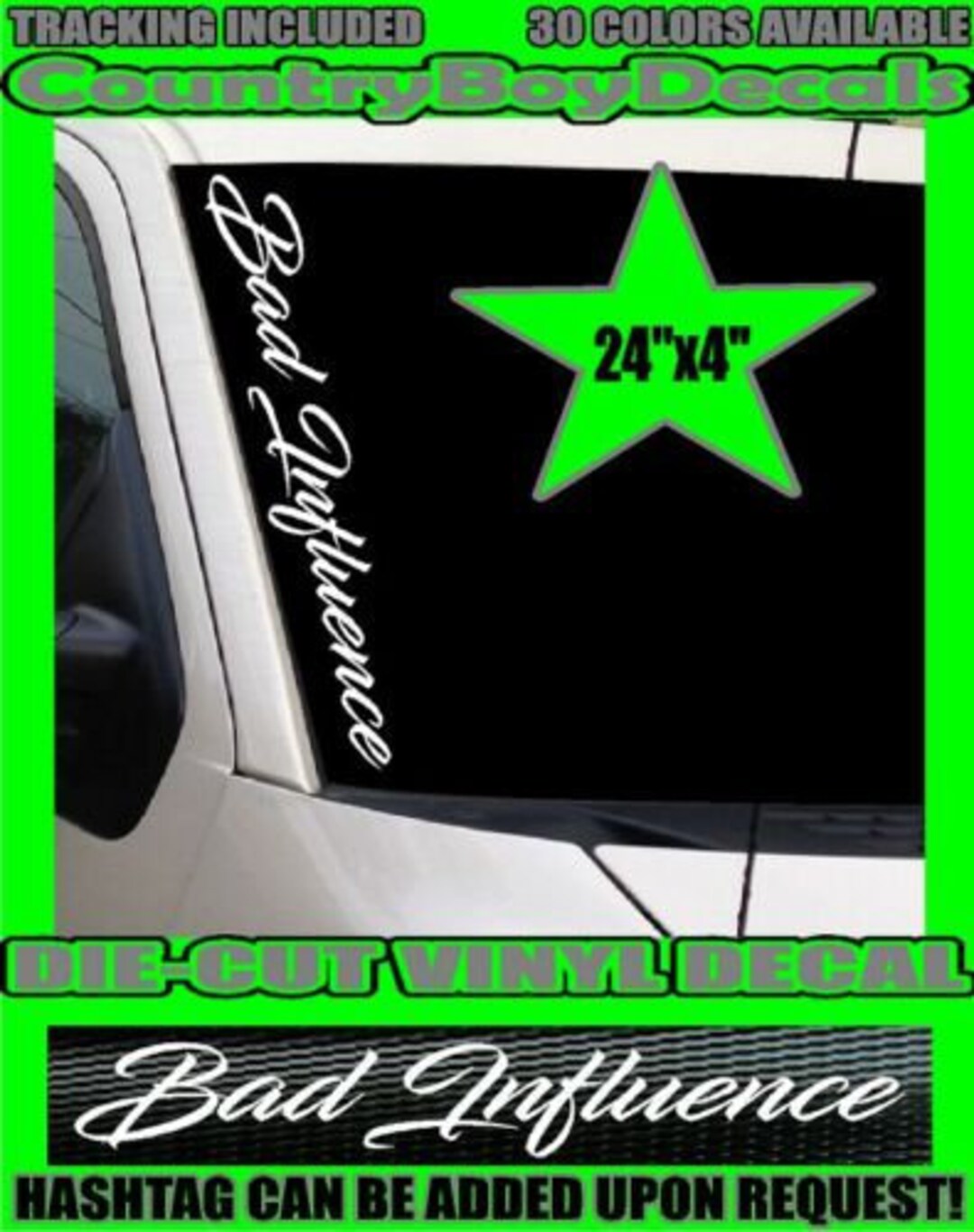 Bad Influence VINYL DECAL Sticker Hated Satisfied Diesel Car Truck ...