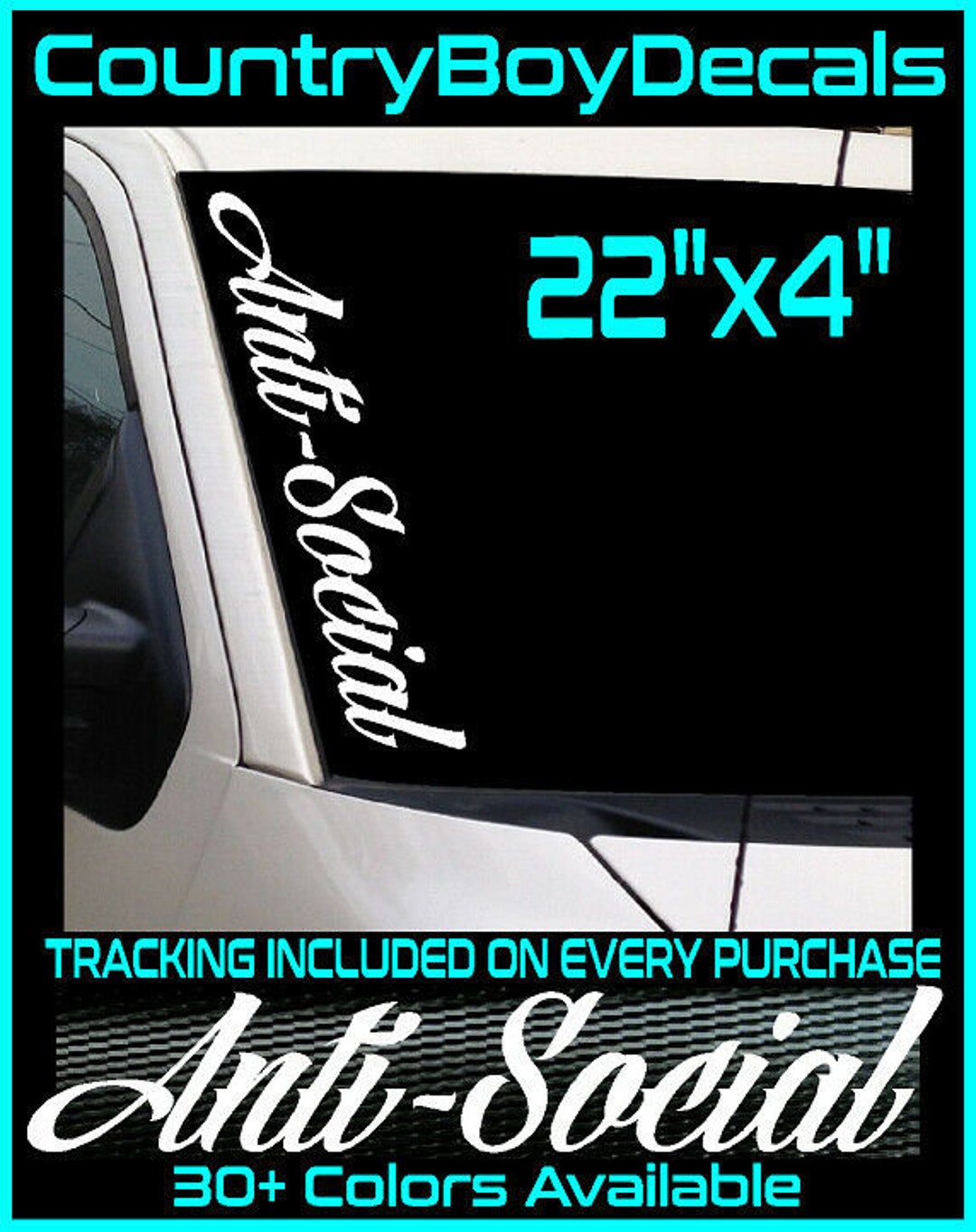 Anti-social 22" Windshield Vinyl Decal JDM Car Diesel Truck Boost Turbo ...