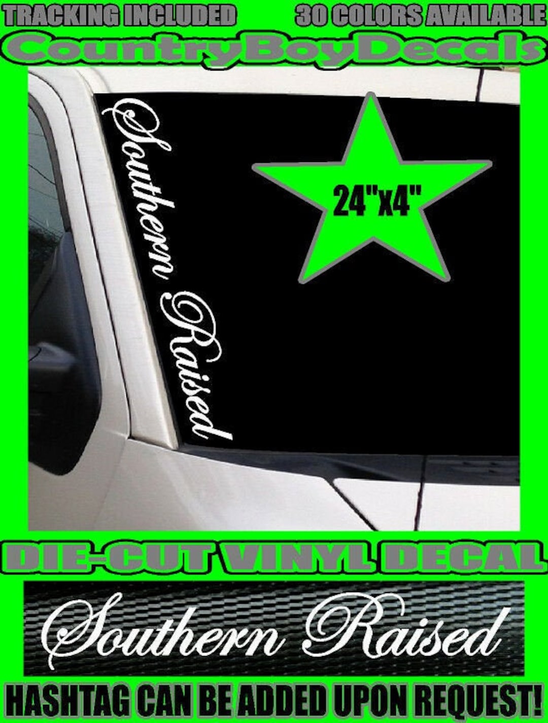 SOUTHERN RAISED 24" Vinyl Decal Sticker VERTICAL Windshield Diesel ...
