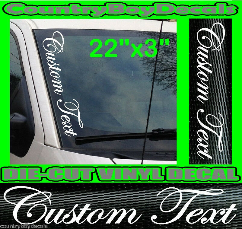 CUSTOM TEXT Script VERTICAL Windshield Vinyl Side Decal - Etsy