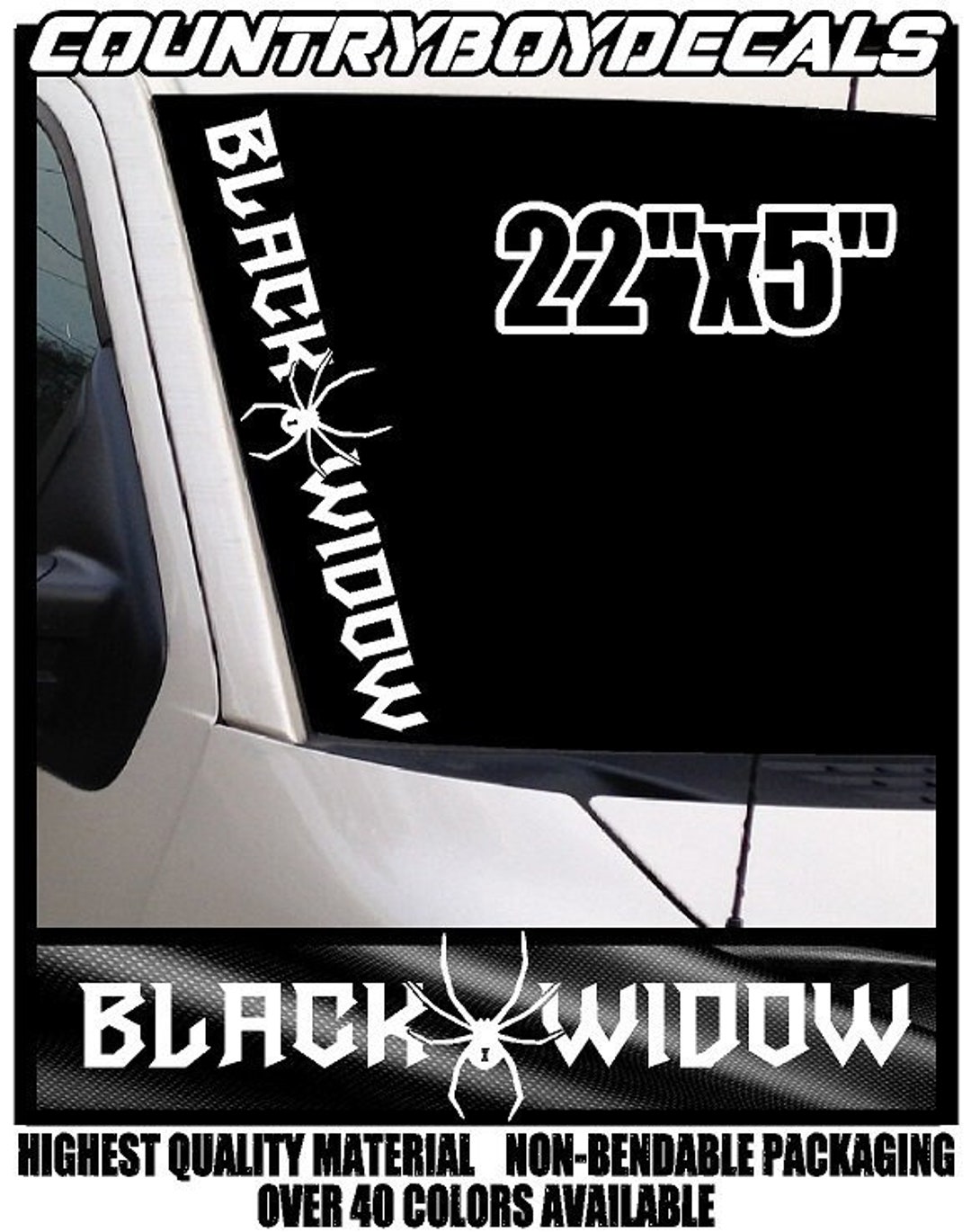 BLACK WIDOW Vinyl Decal 22"x5" Sticker Turbo Boost ATV Quad Spyder ...