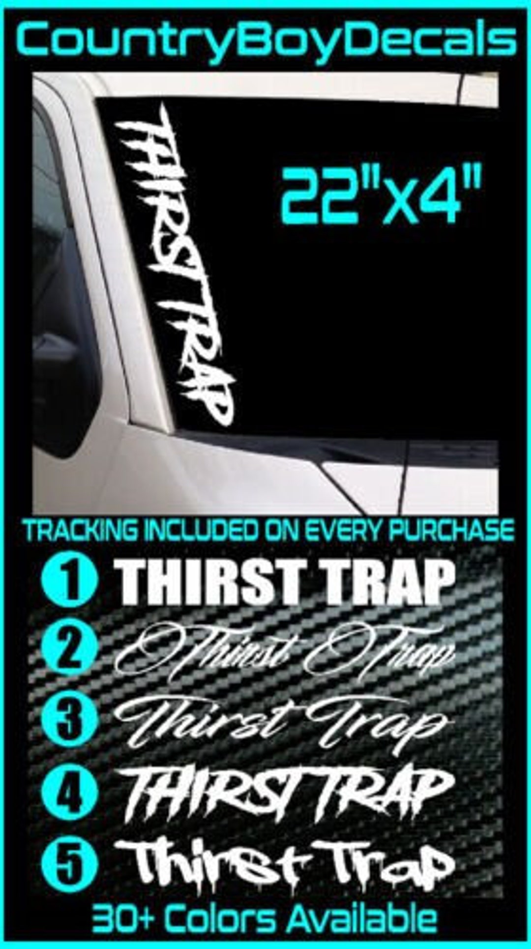 THIRST TRAP Vinyl Decal 22" Diesel Truck JDM Car Turbo Boost Stance ...