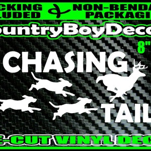 CHASING TAIL Dogs Running Deer VINYL Decal Sticker Diesel Truck Car ...