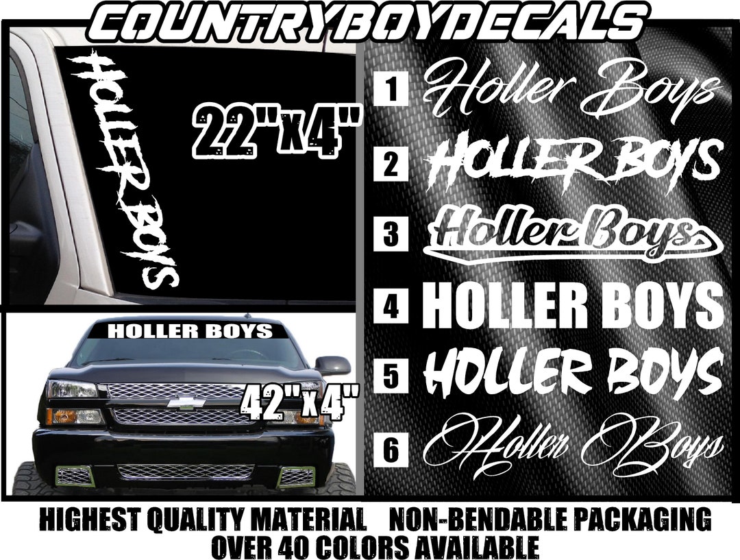 HOLLER BOYS Vinyl Decal Sticker Windshield Diesel Truck Mud Car Turbo ...