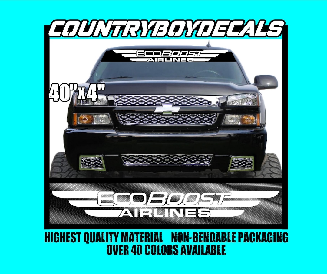 ECOBOOST AIRLINES Vinyl Decal 42"x4" Window Sticker Diesel Truck Turbo ...