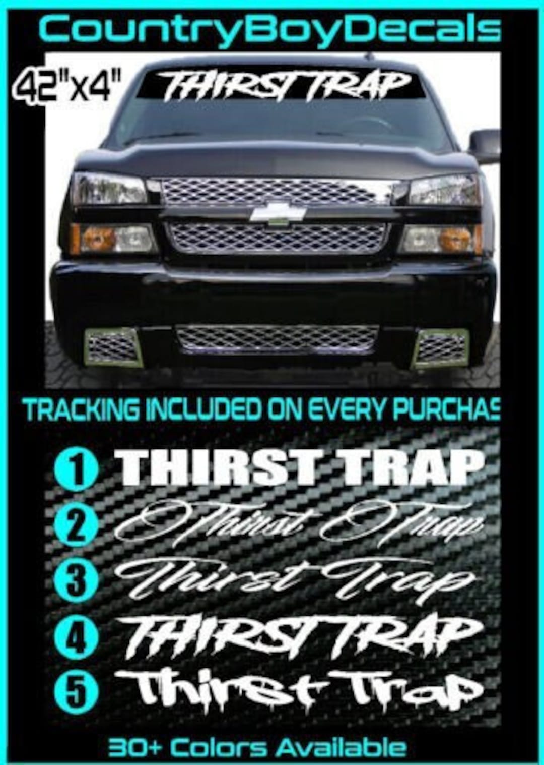 THIRST TRAP Vinyl Decal 42" Diesel Truck JDM Car Turbo Boost Lifted Low ...
