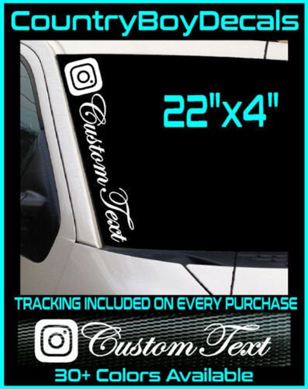 NEW Logo Instagram Handle Custom Text 22" VINYL DECAL Sticker Turbo Car ...