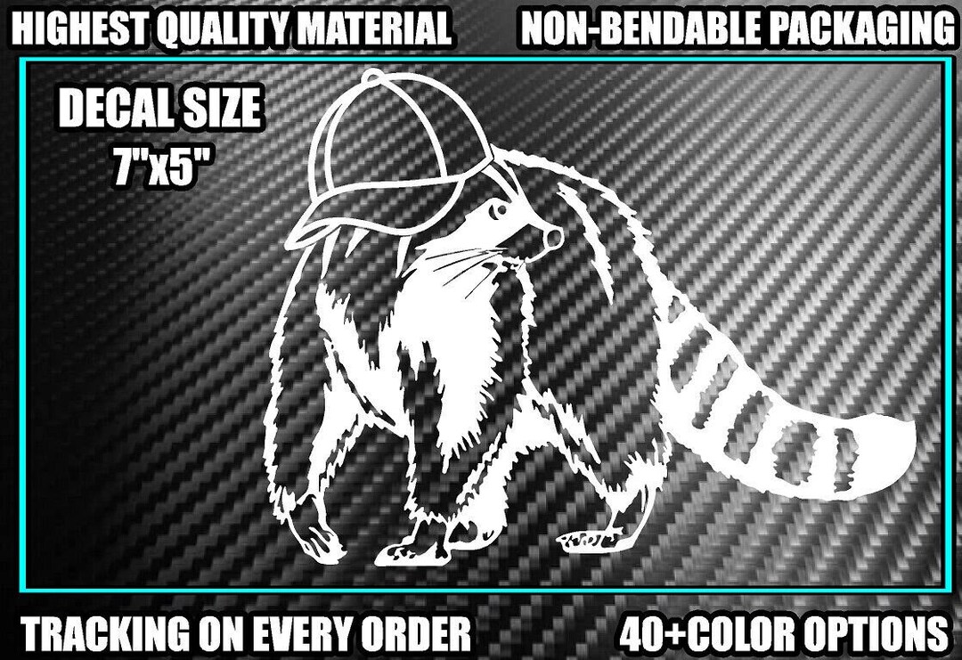 Raccoon With Hat Vinyl Decal Sticker Coon Hunter Diesel Truck Car Dogs ...