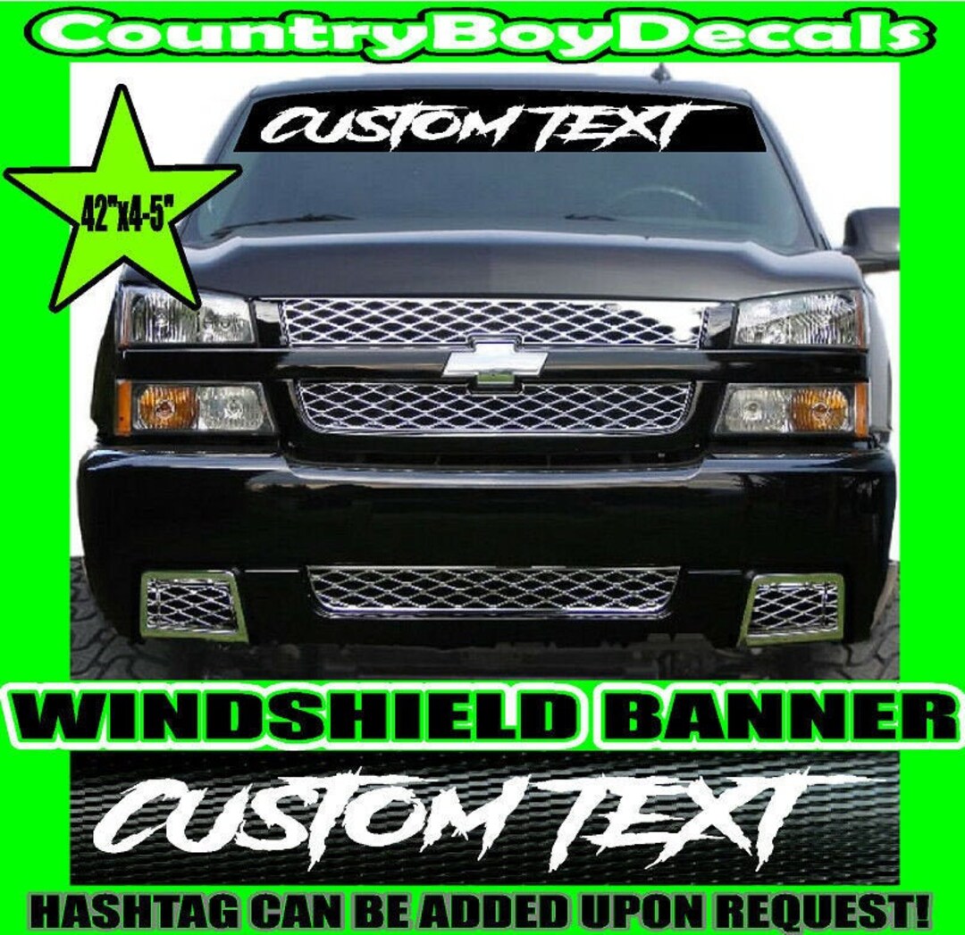 CUSTOM TEXT 42" Windshield BROW Vinyl Decal Sticker Personalized Truck ...