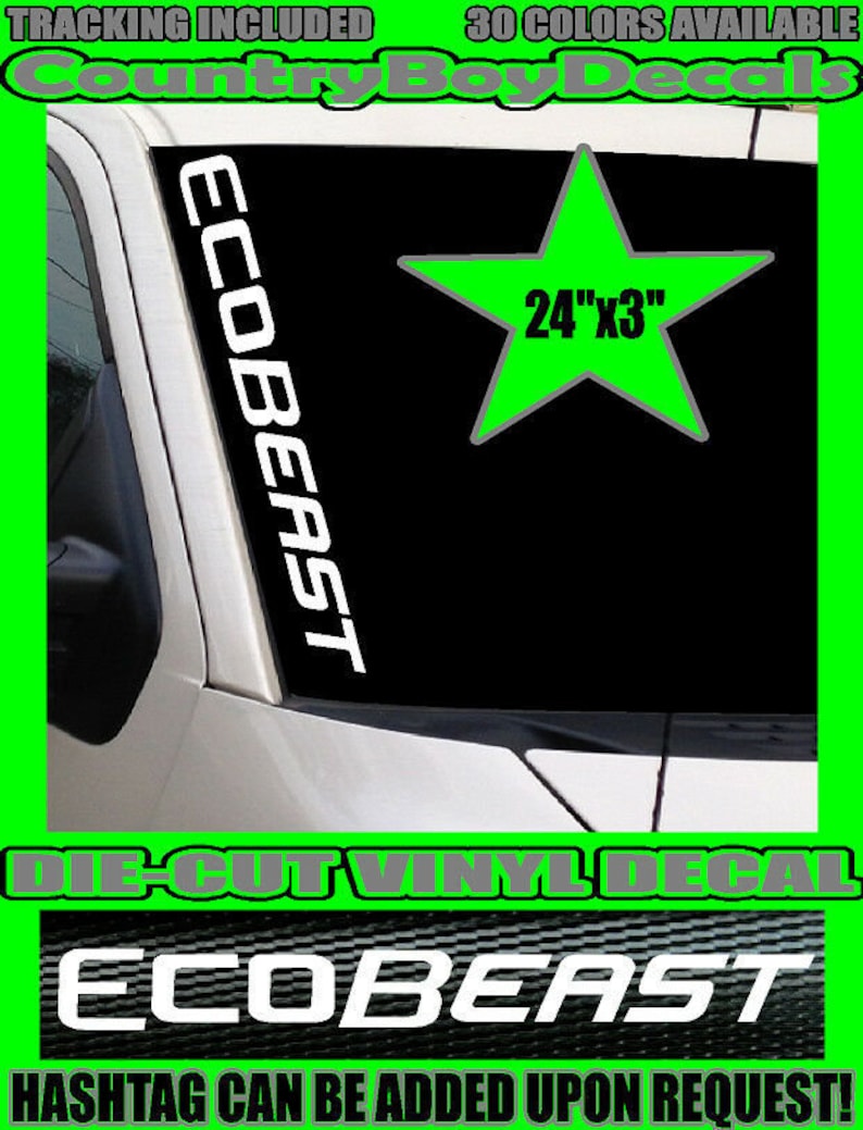 Ecobeast 24" Vertical Windshield VINYL DECAL Sticker Eco Truck Car ...