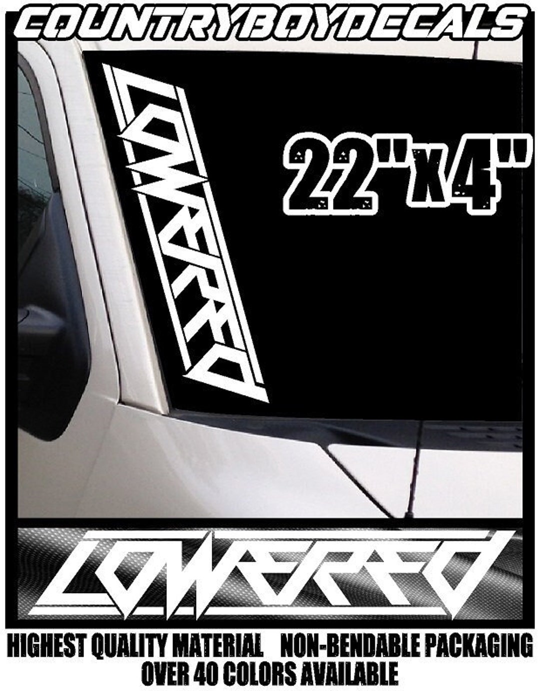 LOWERED Vinyl Decal 22" Sticker Vertical Windshield LOW Stance Truck ...