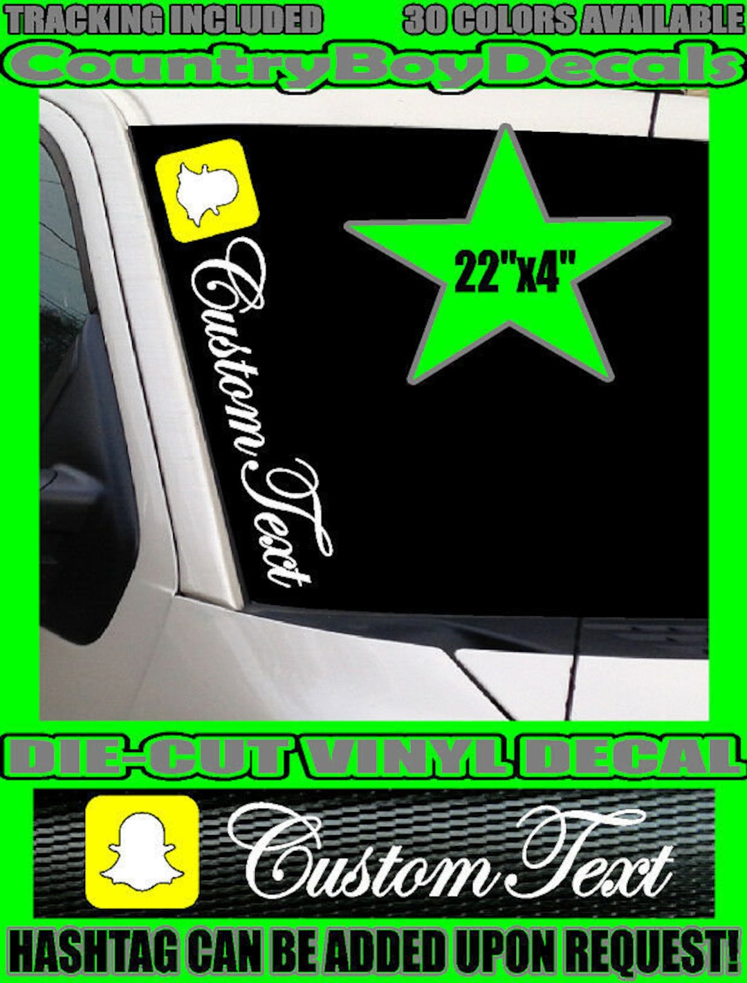 SNAPCHAT 22" Custom Text Vinyl Decal Sticker Diesel Truck Car Boost ...
