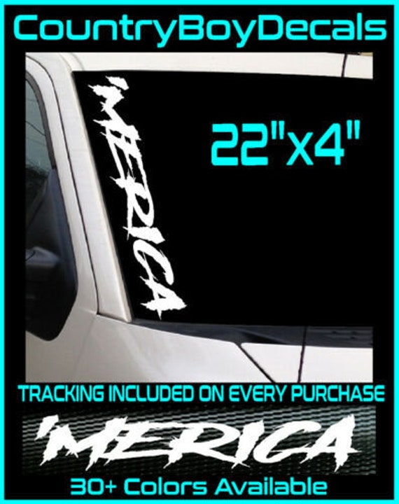 America 'MERICA 22 Windshield Vinyl Decal Sticker - Etsy