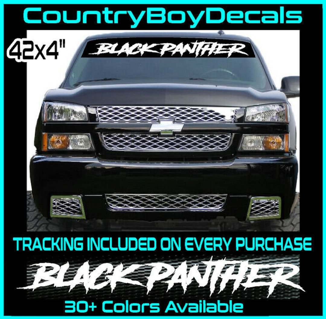 BLACK PANTHER Vertical Windshield Vinyl Decal Sticker JDM Car Diesel ...