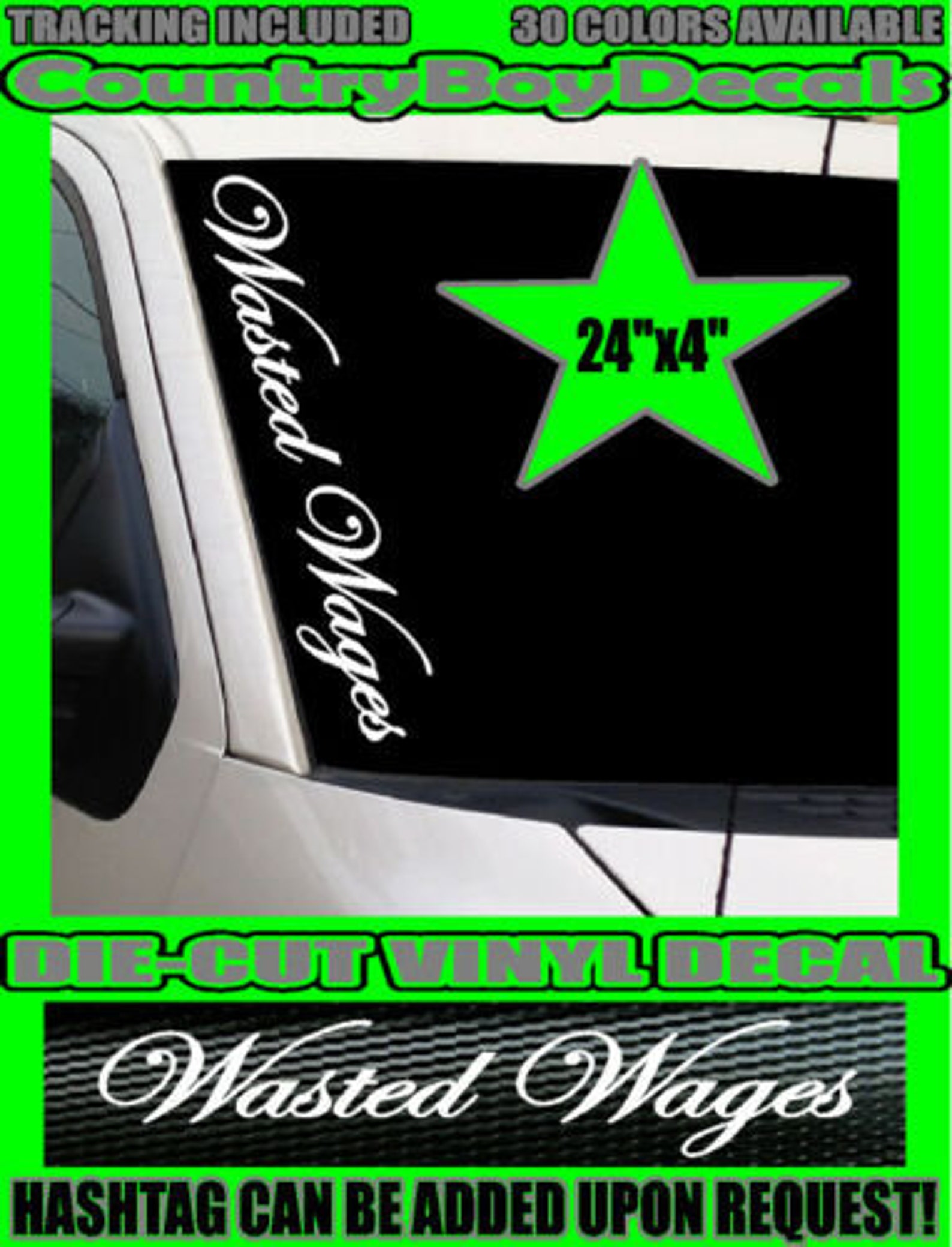 Wasted Wages VERTICAL Windshield VINYL DECAL Sticker Truck Car - Etsy