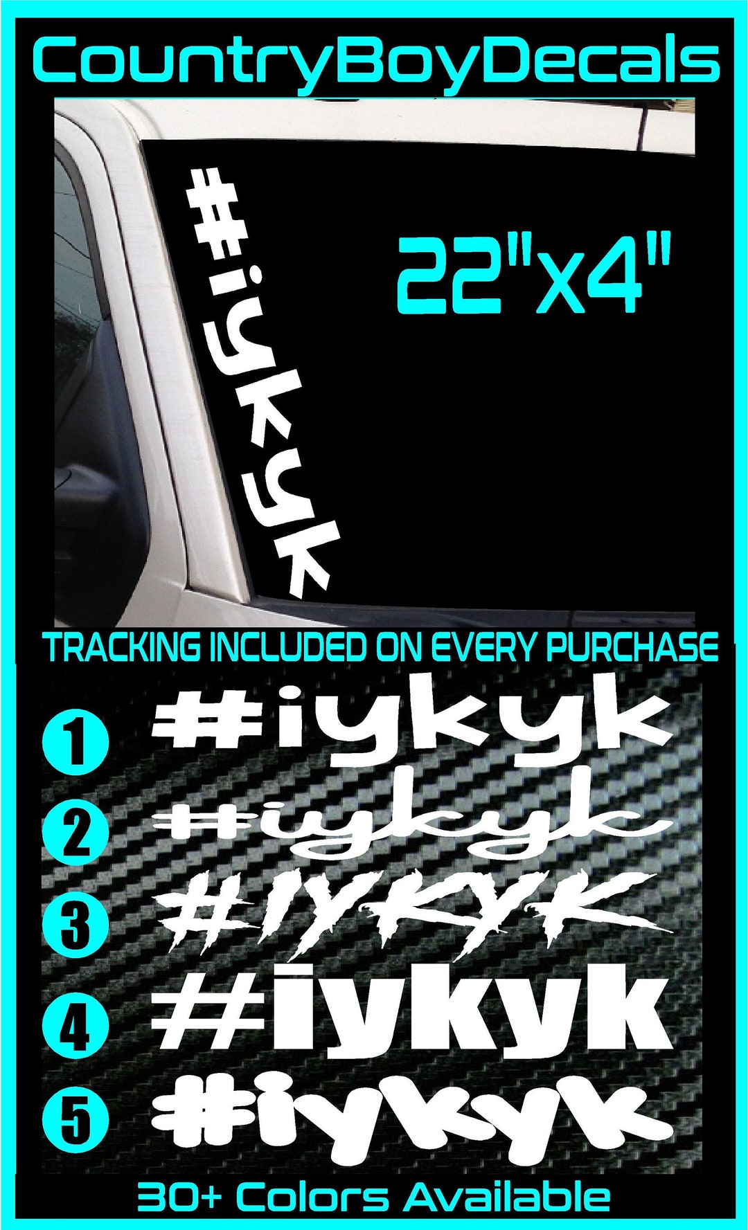 IYKYK #iykyk 22"x4" Vertical Windshield Vinyl Decal Sticker Diesel ...