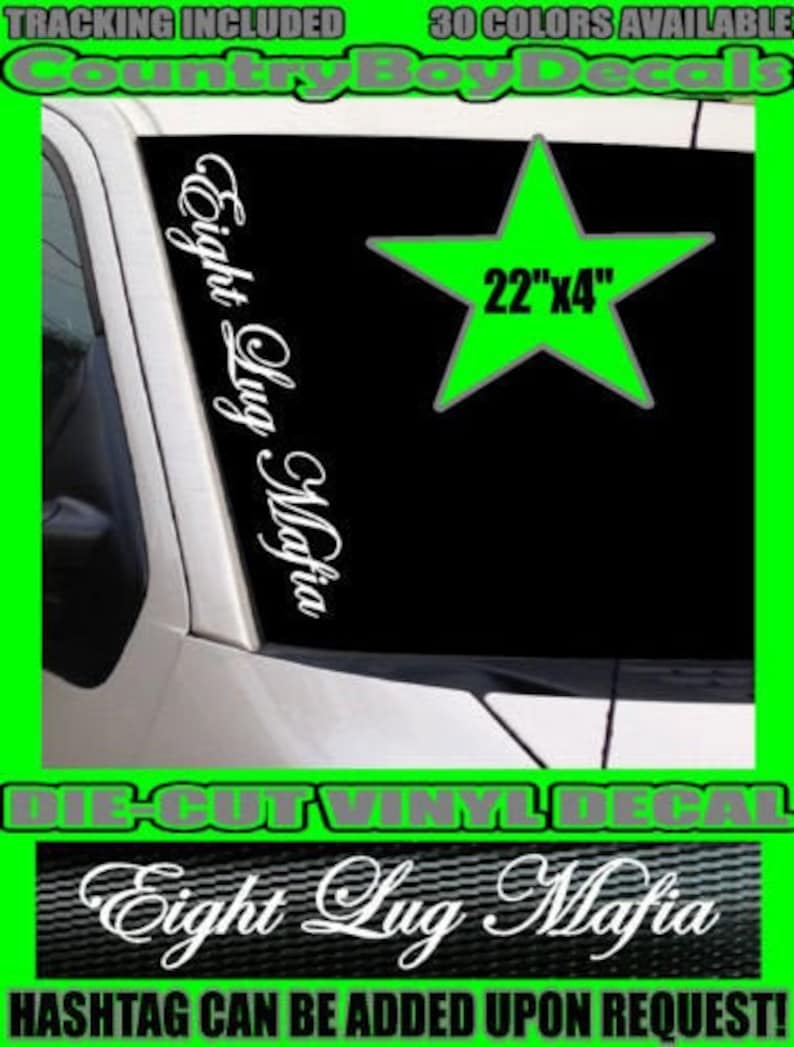 Eight Lug Mafia Vertical WINDSHIELD Vinyl Decal Sticker TRUCK Diesel ...