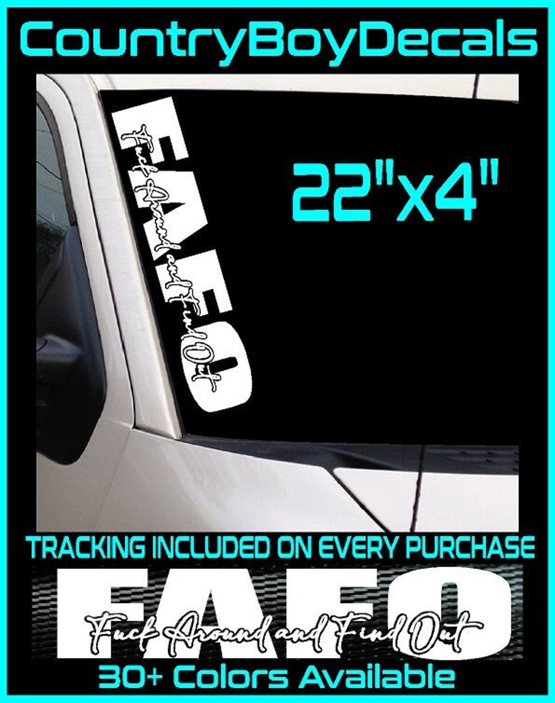 FAFO F Around and Find Out Vinyl Decal 22"x4" Windshield Sticker Diesel ...