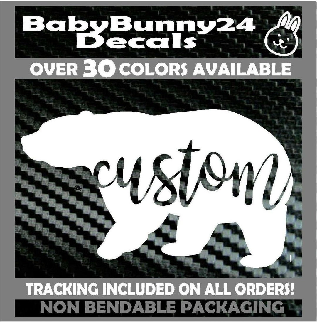 Custom Personalized Bear Name Vinyl Decal Sticker Laptop Car Truck Van ...