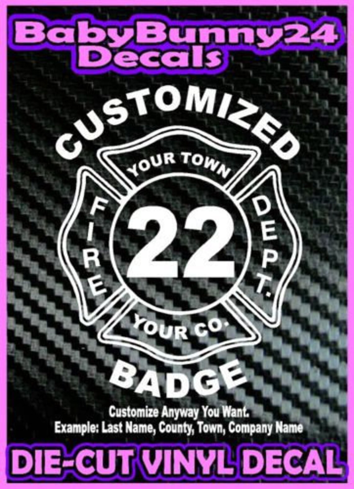 Custom FIREFIGHTER Badge Fireman Decal Vinyl Sticker Fire Personalized ...