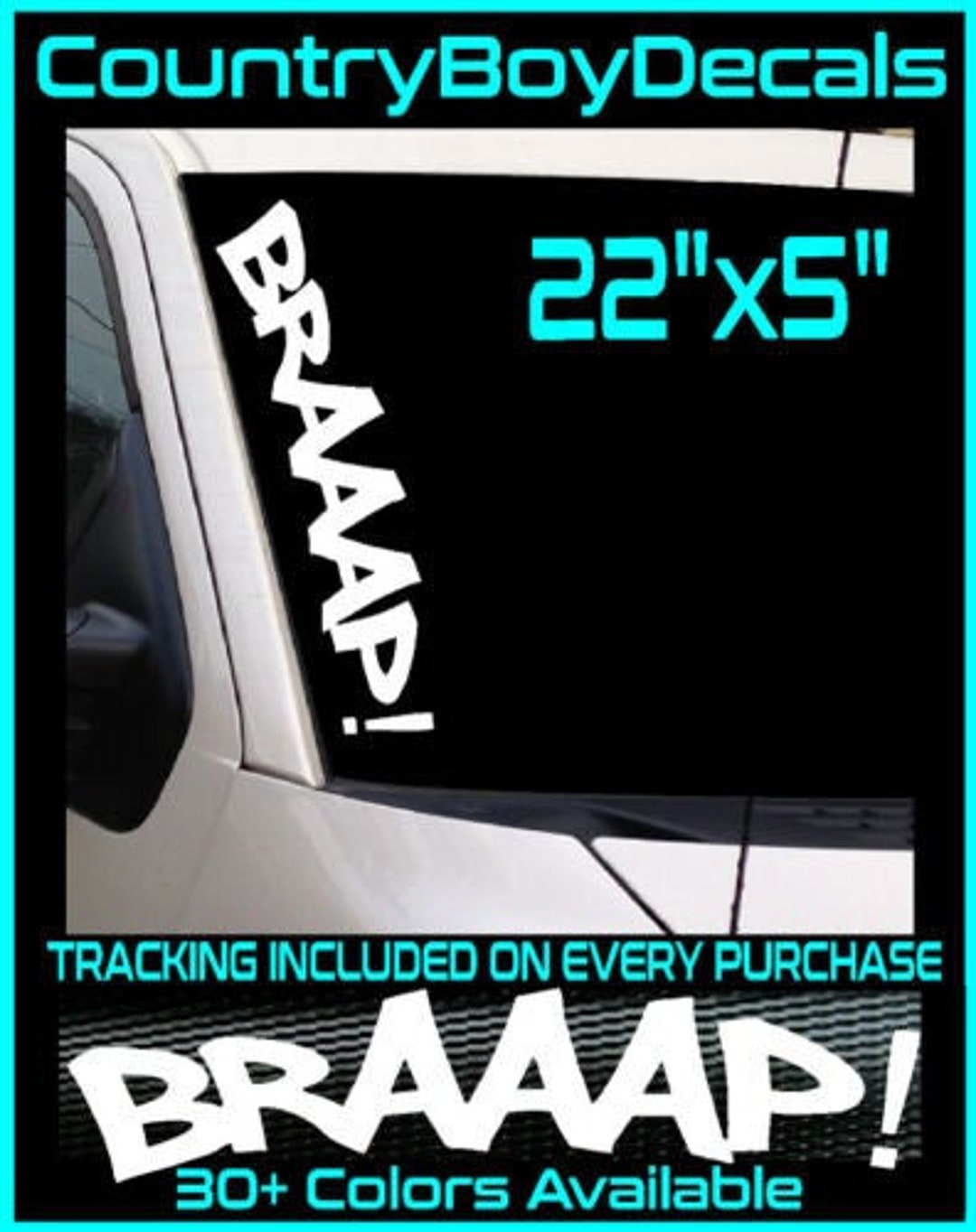 BRAAP 22" Vinyl Decal Sticker Dirt Bike Motocross Truck Car Snowmobile ...
