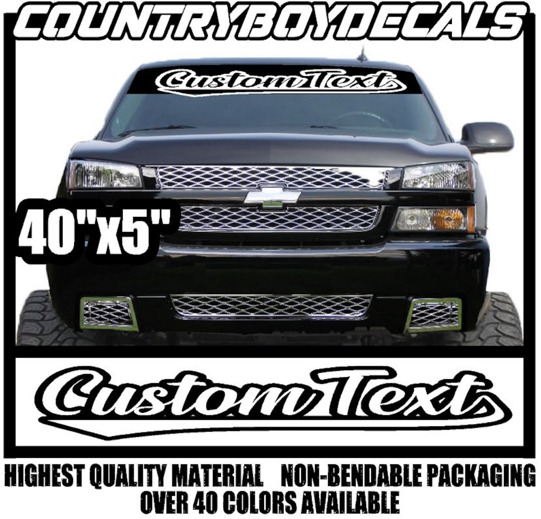 CUSTOM TEXT Vinyl Decal 40" Sticker Vertical Windshield Low Stance ...