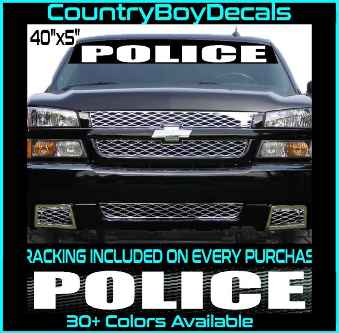 POLICE 40"x5" Windshield Vinyl Decal Sticker Law Enforcement Diesel ...
