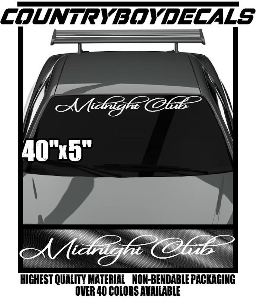 MIDNIGHT CLUB 40" X 5" Vinyl Decal Windshield Sticker JDM Car Turbo ...