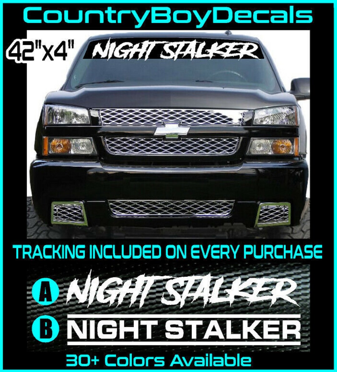 NIGHT STALKER 42" Windshield Vinyl Decal Sticker JDM Car Diesel Truck ...
