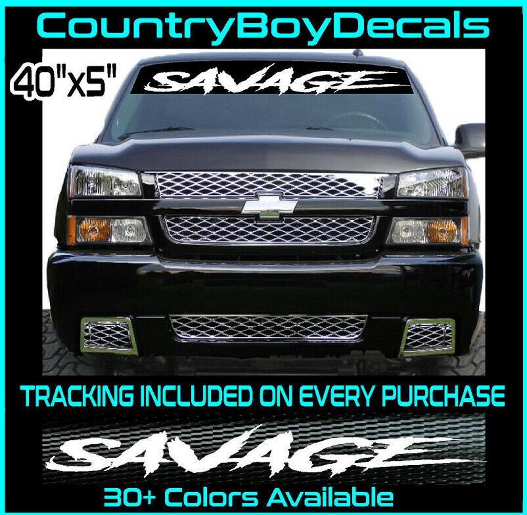 SAVAGE 40" Windshield VINYL DECAL Sticker Diesel Truck Jdm Car Turbo ...
