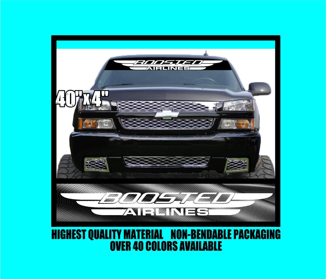 BOOSTED AIRLINES Vinyl Decal 40"x4" Window Sticker Diesel Truck Turbo ...