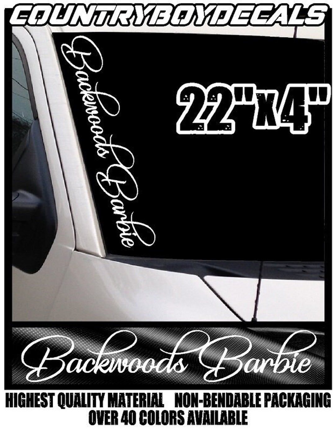 BACKWOODS BARBIE 22x4 Vinyl Decal Sticker Turbo Boost Lifted Lowered ...
